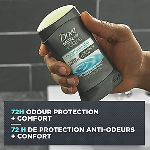 DOVE MEN + CARE Deodorant Stick for Men Clean Comfort 4 Count Aluminum Free 72-Hour Odor Protection Mens Deodorant with 1/4 Moisturizing Cream 3 oz (Pack of 4)