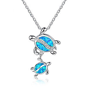 kelistom Sea Turtle Pendant Necklace for Women Men Silver Plated Link Chain Animal Jewlery