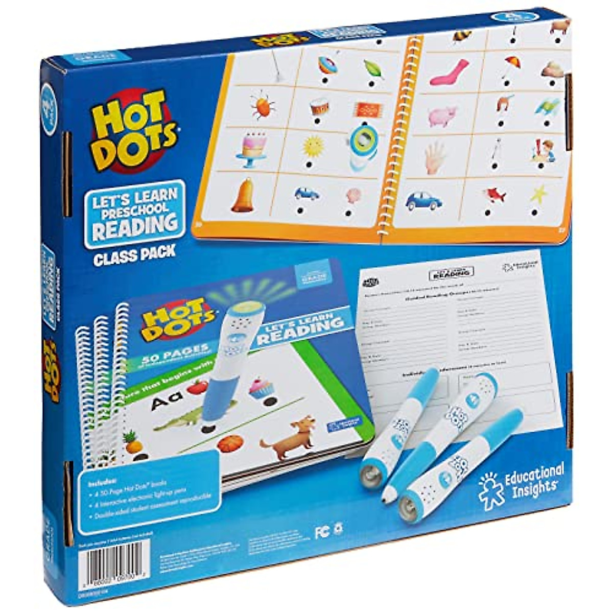 Educational Insights Hot Dots Let's Learn Pre-K Reading Classroom Bundle 4 Pack- Learn to Read Preschool Workbook with Interactive Pen, Ages 3+