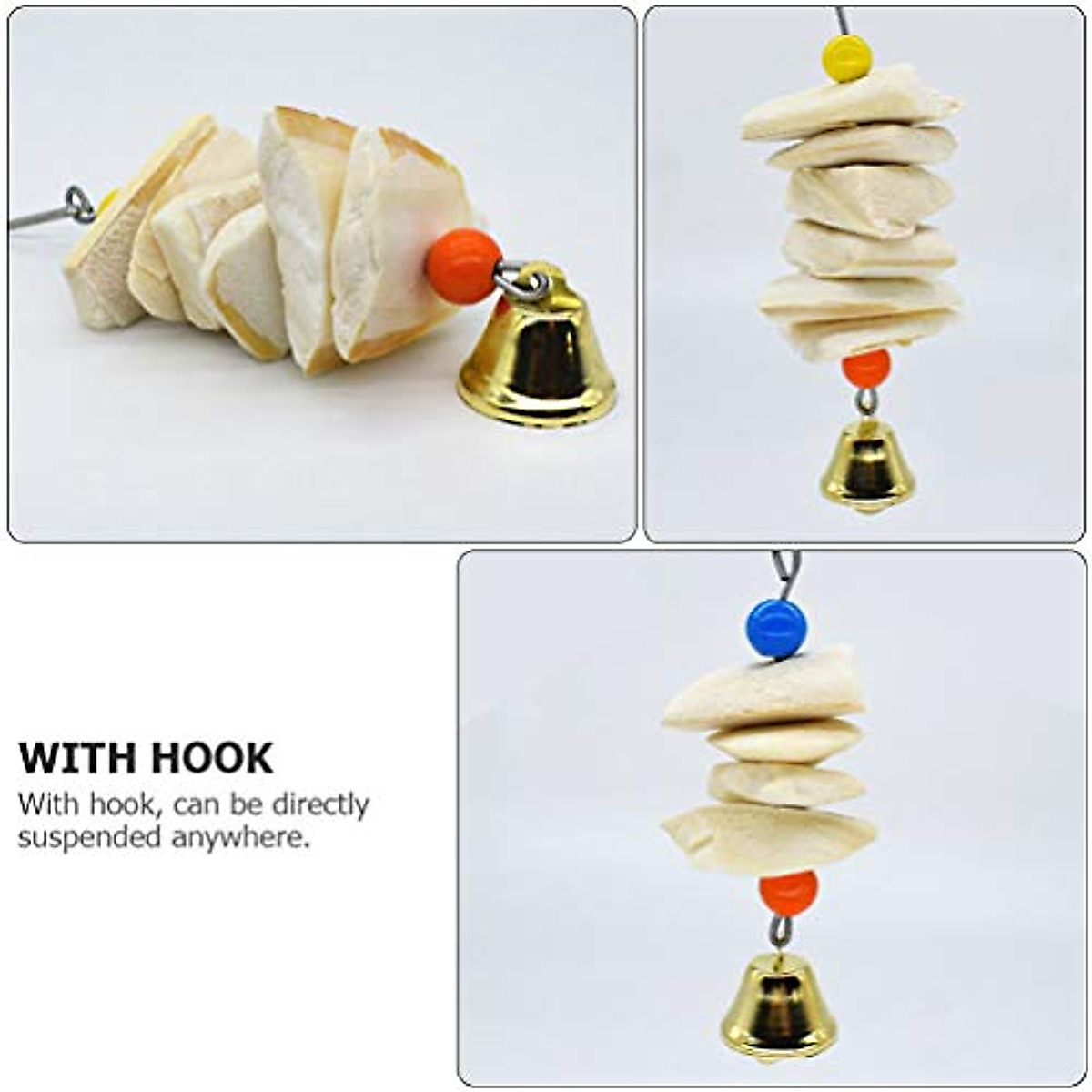 TEHAUX Cuttlebone Toys for Birds- 2 Pack Parrot Toys Chewing Bird Toy Cuttlebone Beak Grinding Cage Hanging Bell Toys for African Greys Amazon Conure Eclectus Budgies Parakeet Cockatiel, 2 Pack