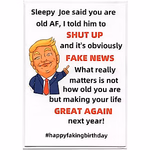 Ikassong Funny Donald Trump Birthday Card 5.3 x 7.6 with 2 Envelopes for Men Women, Humorous Hilarious Naughty Bday Card