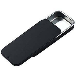 Mini Iron Box Tinplate Push Case Metal Rectangular Mini Tin Box Candy Cases Bins Jar Hinged Containers Small Organizer Box(80x34x10mm,Black)