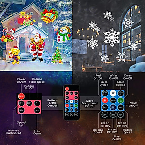 Projector Lights, Ampulla Christmas Halloween Holiday Ocean Wave Projector Lights 2-in-1 26 HD Effects 16/24 Pattern Slides Outdoor Indoor Xmas Theme Party Yard Garden Decorations… (16 HD Slides)