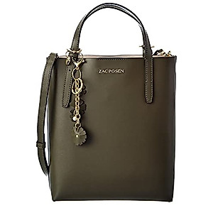 Zac Posen Small Floral Garden Leather Tote Crossbody, Green