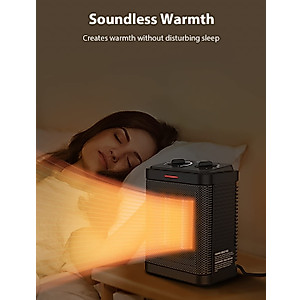 Space Heater, Small Space Heater for Indoor Use, 1500W/900W PTC Ceramic Space Heater with Thermostat, 3 Modes, Safety Quiet Heating, Multiple Protection, Portable Heater for Office Room Desk Use