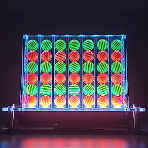 OnDisplay Luxe Glowing Acrylic Four in a Row Game w/Lights & Remote Control (Pink/Yellow)