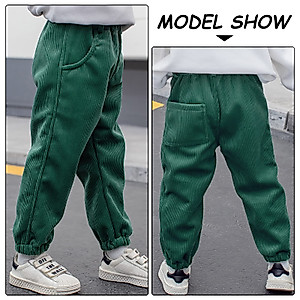 Happy Cherry 5 T Fleece Pants for Boys Girls Warm Winter Track Pants Soft Thicker Corduroy Athletic Pants Activewear Clothes for Toddler Kids Child Green