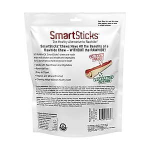 SmartBones SmartSticks, Treat Your Dog to a Rawhide-Free Chew Made with Real Chicken and Vegetables,10 Sticks (Pack of 2)