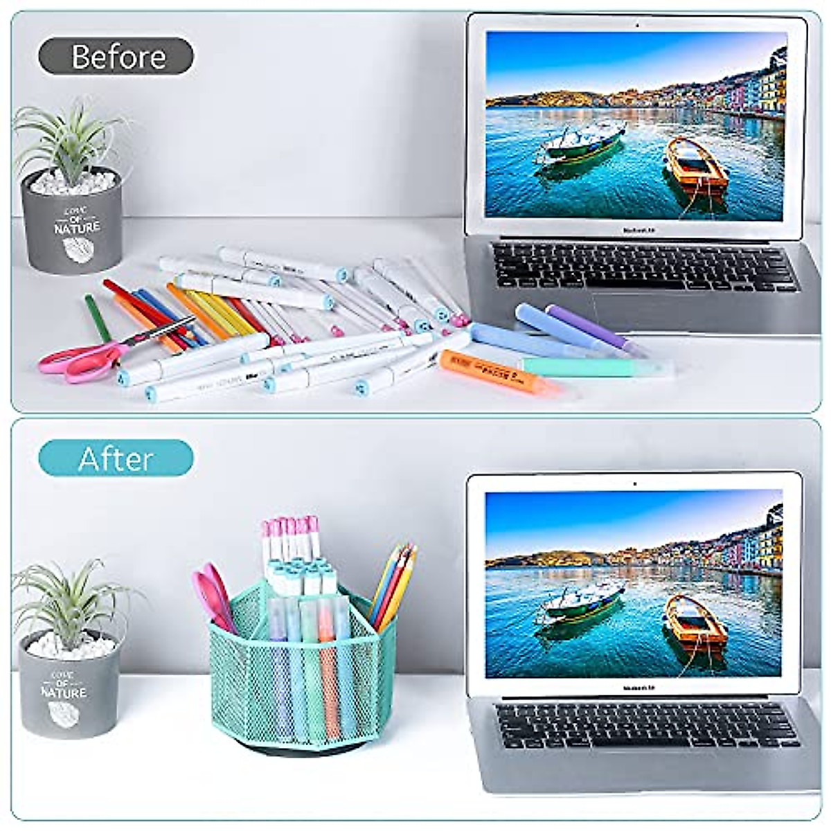 Cute Rotate Art Supply Organizer, Colored Pencil Holder - Art Caddy Accessories Carousel, Spinning Desk Office Supplies Storage for Home, Office, Classroom & Art Studio - Green