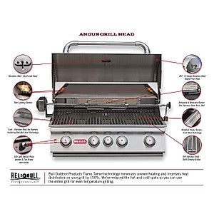 BULL GRILLS The Angus 30" Propane Gas Grill Package-Includes Refrigerator, Single Side Burner, FREE Cover, Double Drawer combo & 5-1 BBQ Tool - FREE Bio-Ethanol Table-top Fire pit