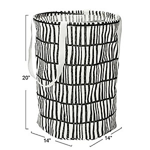 Household Essentials Round Krush Hamper with Handles, Black and White