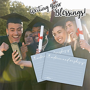 Nuckxy 30 Advice & Wishes Cards - Minimalism Blue - Double Sided Fill-In Advice Cards For Bridal, Wedding, Graduate Party, Mr & Mrs, Retirement, Baby Shower, Party Favor & Supplies - A04