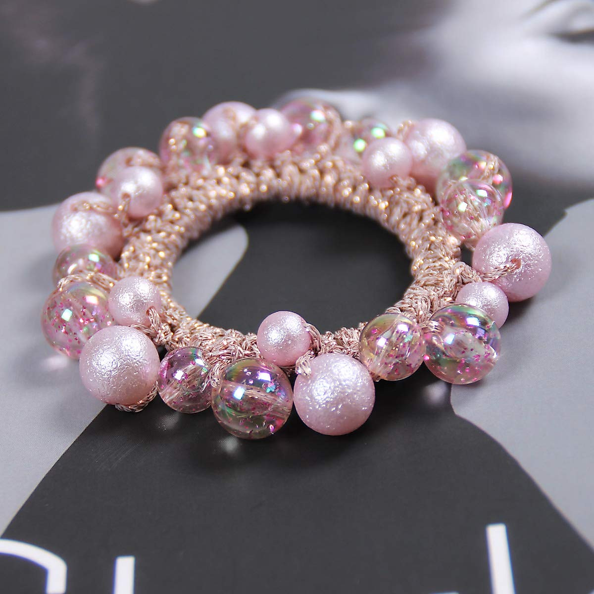 BENPIN Pearl Hair Ties Elastic (4Pcs), Pretty Fancy Hair Scrunchies Hair bands Ponytail Holder Cute Fashion Hair Accessories Ideal For Women Girls Kids (Type 1918)