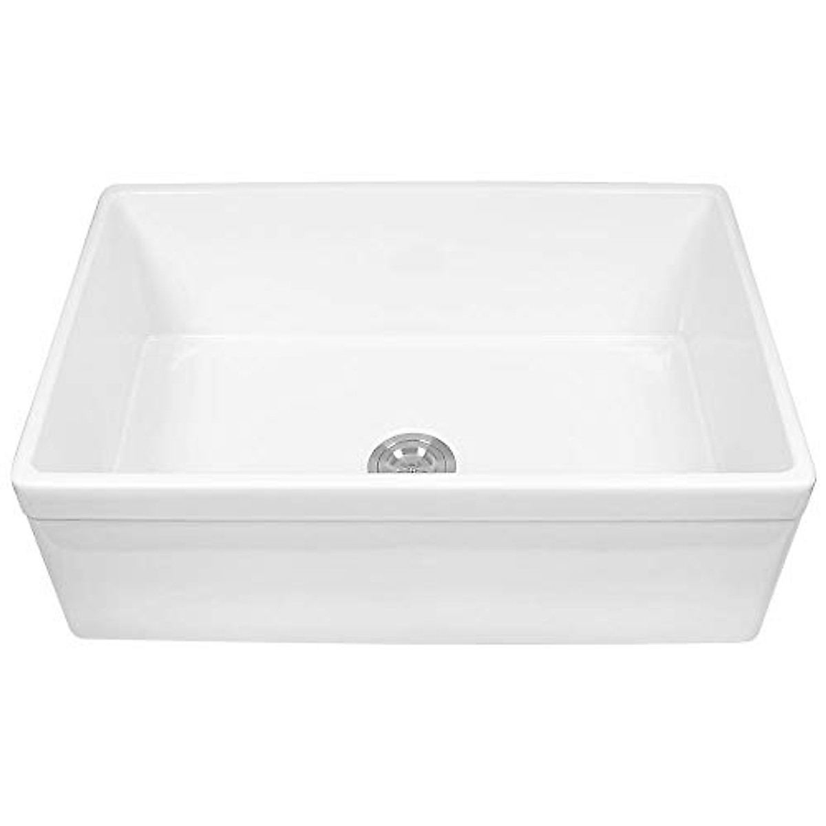 MR Direct 415 Fireclay Farmhouse Kitchen Sink, 30 in Single Bowl, White