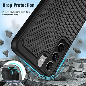BNIUT for Samsung Galaxy S22 5G Case: Dual Layer Protective Heavy Duty Cell Phone Cover Shockproof Rugged with Non Slip Textured Back - Military Protection Bumper Tough - 6.1inch (Black Matte)