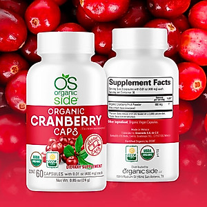 OS Organic Side - Organic Cranberry 60 Capsules - Prevention of UTI - Certified USDA - Non GMO - Vegan
