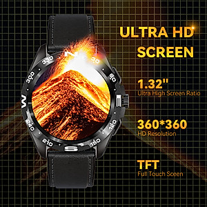 Smart Watch for Men Call Receive/Dial 1.32" HD Full Touch Screen Sports Smartwatch Compatible with iPhone Android Phone Waterproof Fitness Tracker with Bluetooth Calling Heart Rate Sleep Monitor