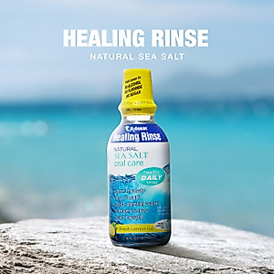 H2Ocean Healing Rinse Natural Sea Salt Oral Care - Mouth Rinse for Oral Care - Great for Piercings, Sore Throats & Gum Health - Alcohol- & Fluoride-Free Mouthwash - Lemon Ice, 16 oz