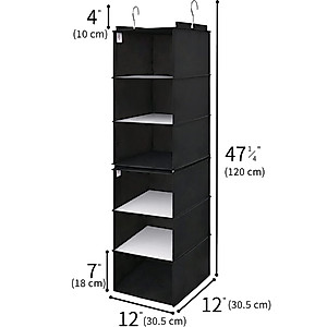 GRANNY SAYS 6-Shelf Hanging Organizer for Closet, Separable to 2 Pack 3-Shelf Hanging Shelves, Hanging Organizer for Bedroom, Black