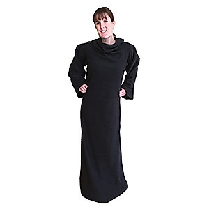 LA-Z Blanket Premium - Deluxe, Super Warm Wearable Reading Blanket with Pockets and Sleeves for Adults (Black)