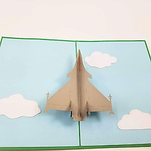 POP CARD EXPRESS Fighter Jet Birthday Card - Retirement Card, Birthday Card, Retirement Greeting Card, Thank You Card, Military Enthusiast (Fighter Jet Pop Up Card)