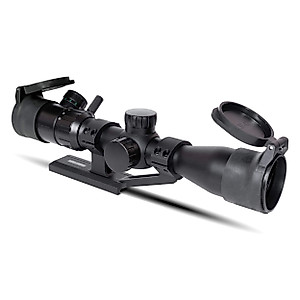 Monstrum 3-9x32 Rifle Scope with Rangefinder Reticle | ZR255 H-Series Offset Scope Mount | Monstrum Flip Up Lens Cover Set | Bundle