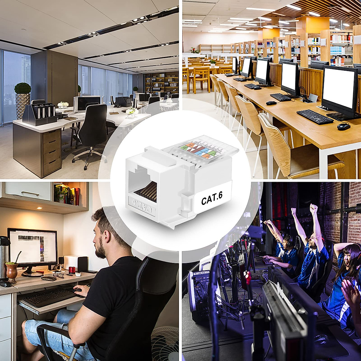 iGreely RJ45 Keystone Jack - 10Pack RJ45 CAT6/CAT5e Tool-Less No Punch Down Tool Required Gold Plated 10 GB Ethernet Cable Patch Panel Wall Plate (White)