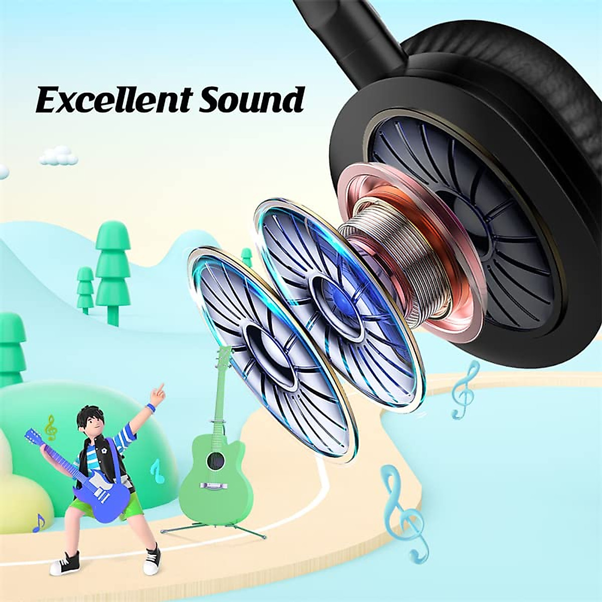 Hongzan Classroom Headphones Bulk for Kids 5 Pack, Durable Headphones for School Students Children Boys Girls and Adults (Black)