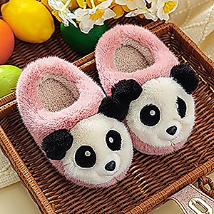 Kids Cartoon Cotton Slippers Girls Boys Memory Foam Comfy House Slippers Warm Shoes Slipper Booties (Watermelon Red, 3.5-4 Years Toddler)