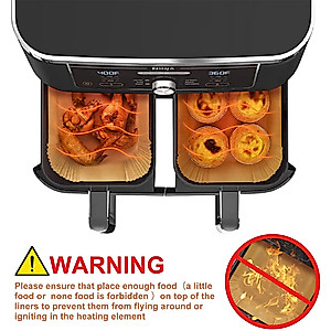 Air Fryer Liners disposable for Ninja Dual, 100 Rectangular Non-Stick Parchment Paper Liners for DZ201, DZ401, Instant Vortex, Chefman Dual Fryer