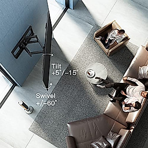 PERLESMITH Full Motion TV Wall Mount for 37-82 inch TVs up to 132 lbs, Max VESA 600x400mm, TV Bracket with Dual Articulating Arms, Tilt, Swivel, Extension, 16" Wood Studs, PSLFK1