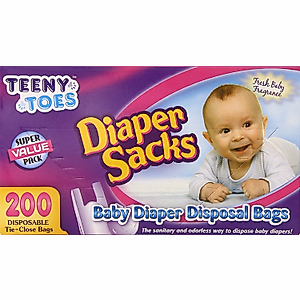 Teeny Toes Baby Disposable Diaper Sacks, 200 Count