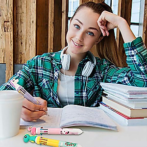 12 Pieces Unicorn Pen Shuttle Pens 10-in-1 Retractable Ballpoint Pen for Office School Supplies Party Gifts