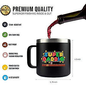 YACO STORE 14oz Mug- SuperDaddio | Gifts for Dad Who Wants Nothing - Dad Gifts from Daughter Son - Birthday Gifts for Dad - Step Dad Gifts - Best Dad Ever Gifts - Super Mario Gifts