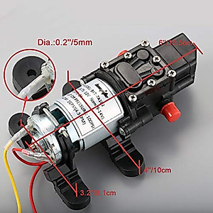 bayite 12V DC Fresh Water Pressure Diaphragm Pump with Hose Clamps Self Priming Sprayer Pump with Pressure Switch 4 L/Min 1.0 GPM 80 PSI for RV Camper Marine Boat