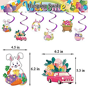 IRCOR Easter Decorations Easter Party Decorations with Banner Balloons Backdrop & Hanging Swirls
