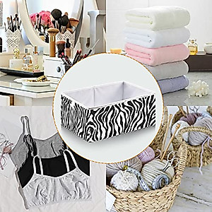 Kigai Black & White Zebra Print Storage Bin Closet Organizers Collapsible Toy Storage Cube for Home Organization Shelf Store Bins Container, 11" x 11" x 11"