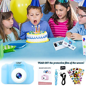 OZMI Upgrade Kids Camera for Boys, Christmas Birthday Gift for Boys Age 3-12, 2 Inch HD Video Digital Cameras for Kids Toddler, Toy for 3 4 5 6 7 8 9 10 Year Old Boy with 32GB SD Card - Blue