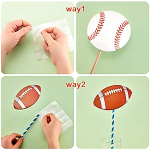 Outus 60 Pieces Sports Ball Cutouts Basketball Football Soccer Baseball Cutouts for Sports Theme Party Birthday Decoration