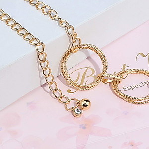 Glamorstar O-Ring Chain Belts for Women Waist Band Belt for Dress Link Chain Gift Large Circle Gold Plus Size 135CM/53.1IN