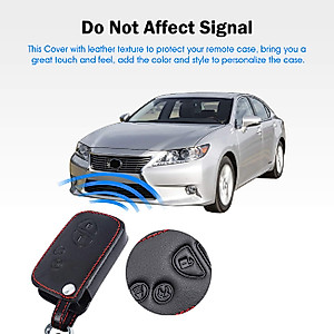 Partol Key Fob Case for Lexus Leather Keyless Entry Remote Control Key Fob Cover Case Replacement Fit Lexus ES300 ES330 ES350 RX350 RX300 IS300 IS250 GX470 GX460 lS460 GS300 GS400 GS350 NX GX