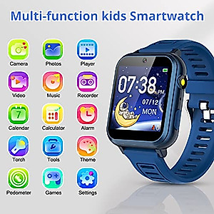 Smart Watch for Kids with 24 Puzzle Games HD Touch Screen Camera Music Player Pedometer Alarm Clock Calculator Flashlight 12/24 hr Kids Watches Gift for 4-12 Year Old Boys Toys for Kids