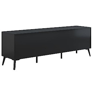 Merax Modern TV Stand for 70" Television, Entertainment Center with Adjustable Shelves, 1 Drawer, Open Shelf and Metal Feet, Media Console Table, for Living Room, 66.9 inch Length, Black