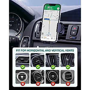 Diaclara Car Phone Holder Mount, [Military Sturdy, Firmly Grip & Never Slip] Universal Car Phone Mount, Metal Hook Clip Car Vent Phone Mount Compatible with All iPhone Samsung Android Smartphone