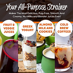 Pro Quality Nut Milk Bag - XL12"X12" Bags - Commercial Grade Reusable All Purpose Food Strainer - Food Grade BPA-Free Ultra Strong Fine Nylon Mesh - Almond Milk, Juices, Cold Brew Recipes Videos -1