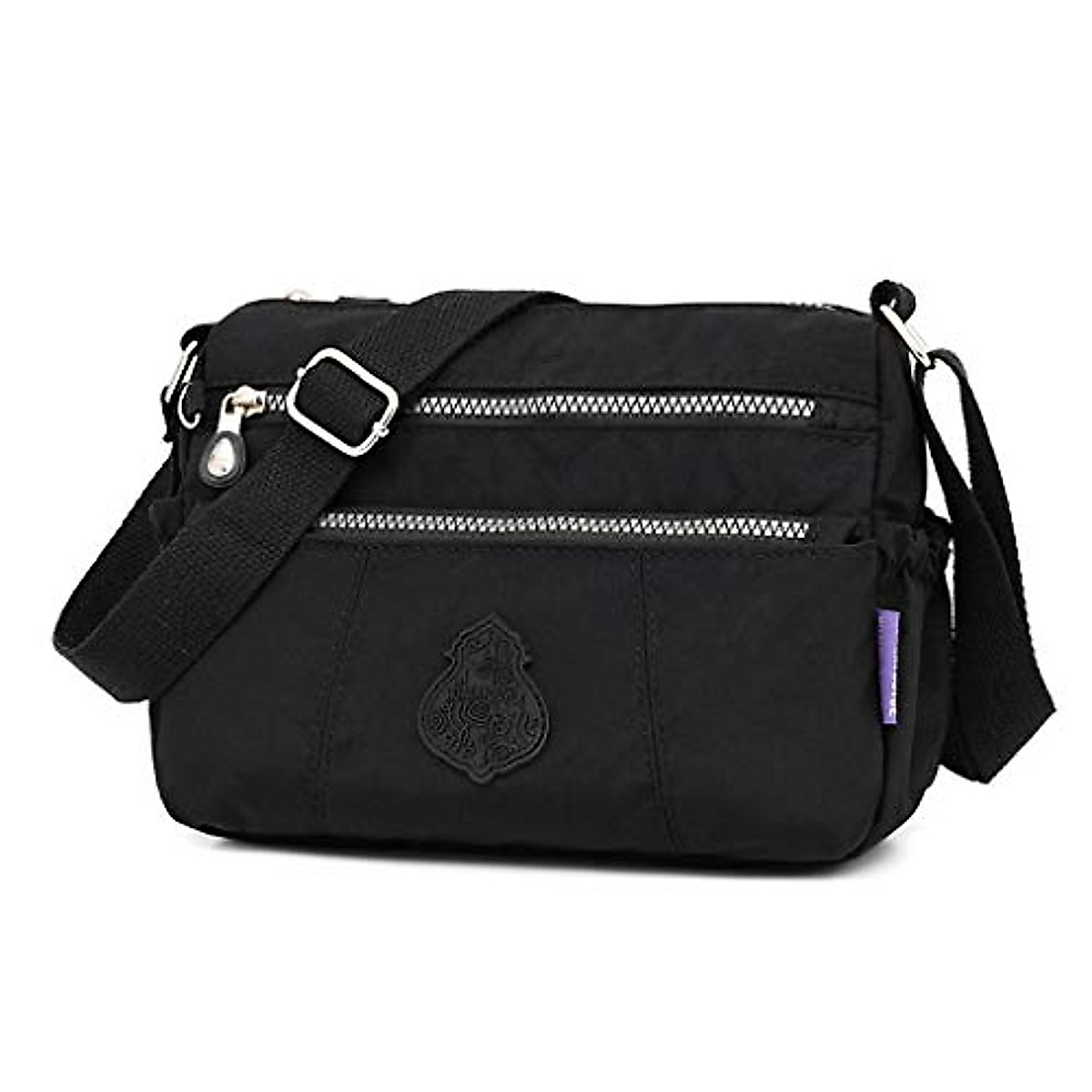 PATOPO Women Nylon Shoulder Bag Waterproof Canvas Bag Vintage Crossbody Bags Shopping Handbags Fashion Ladies Messenger Bag Black