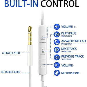 [2 Pack] Earbuds/Earphones, Wired Headphones, 3.5mm in-Ear Wired Earbuds with Built-in Microphone & Volume Control Compatible with iPhone 6s plus/6/5s/5c/iPad/S10 Android Mostl 3.5mm Audio Devices