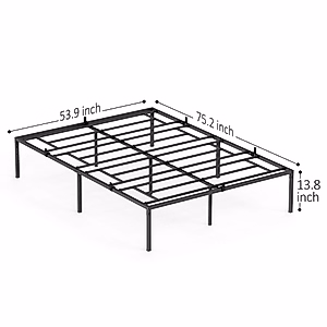 IDEALHOUSE Full Size Bed Frame, Metal Full Platform Bed Frame,14 Inch Bed No Box Spring Needed Easy to Assemble Black Mattress Foundation (Full)