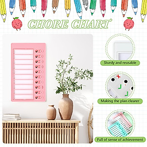 4 Pcs Blank Chore Chart for Kids, Plastic Checklist Board with 8 Detachable Cardstock for Home Routine Planning