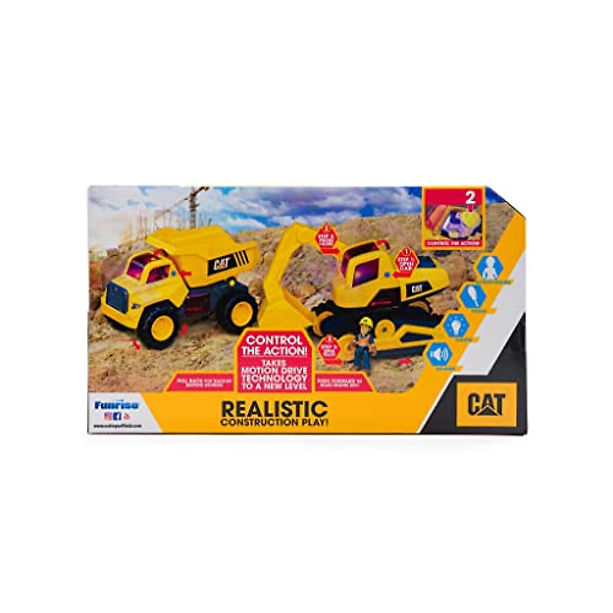 CAT Construction Toys, Power Action Crew Excavator, Light & Sound, Battery Operated, Ages 3+